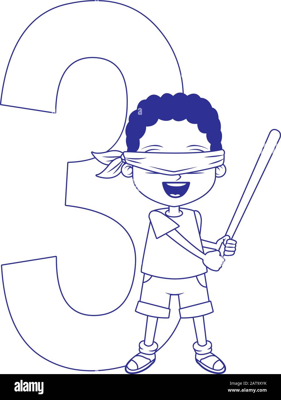 number three and cartoon boy icon, flat design Stock Vector Image & Art ...