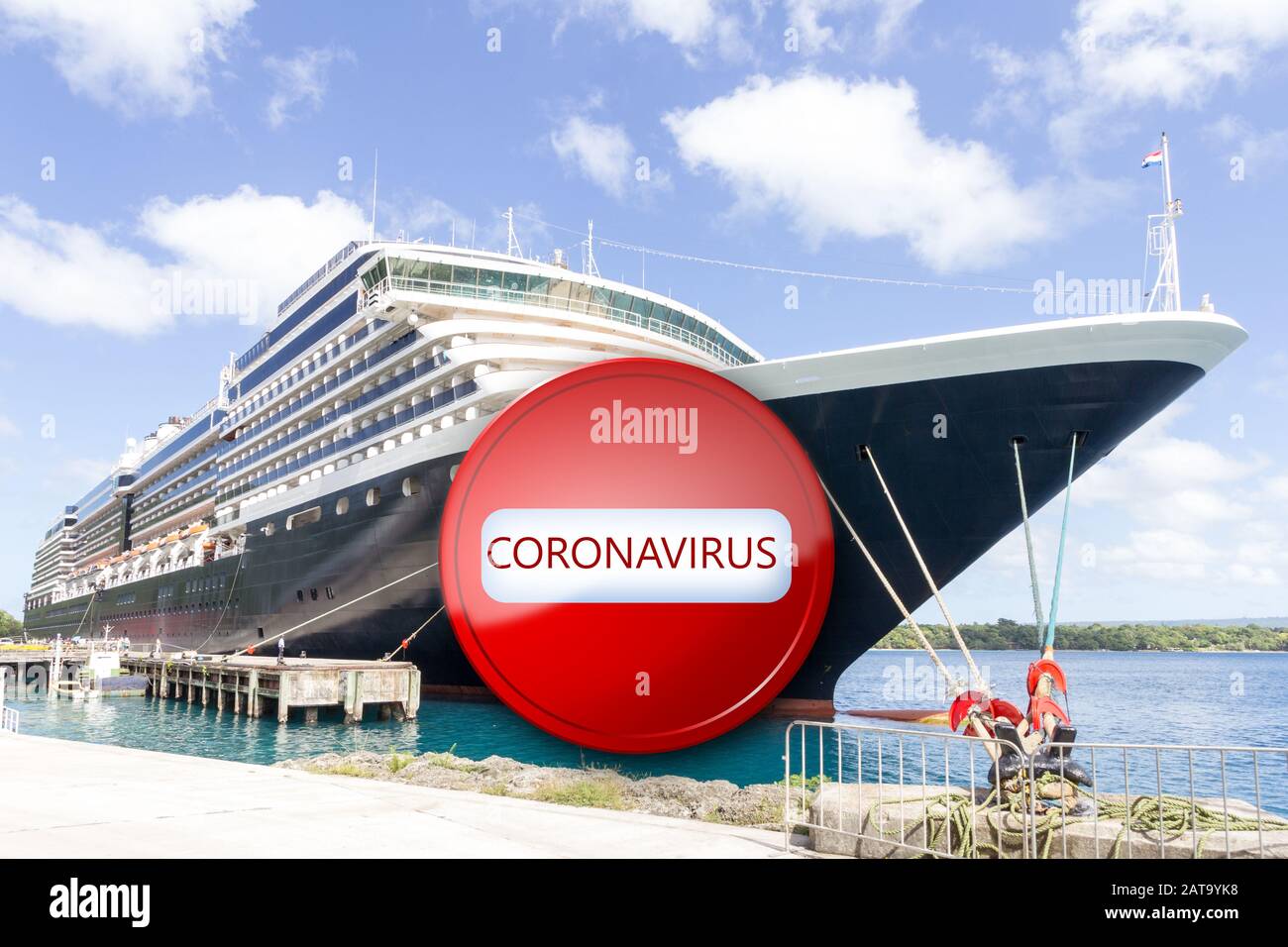 No entry sign overlayed on a cruise ship due to a coronavirus outbreak ...