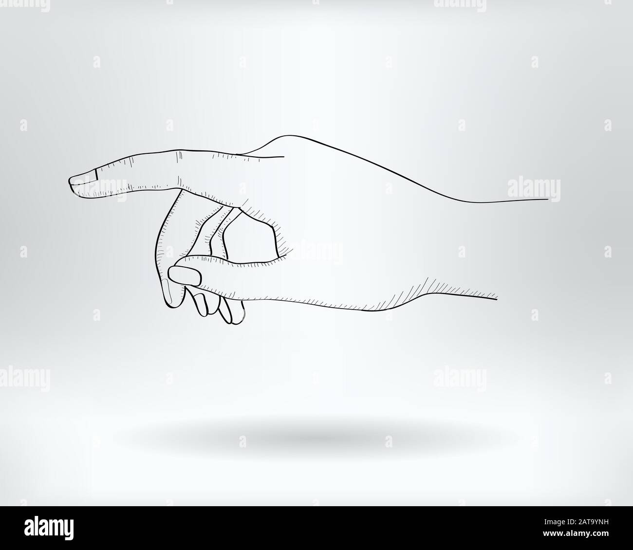 Drawing Finger Pointing Icon - Index Gesture Concept - Vector ...