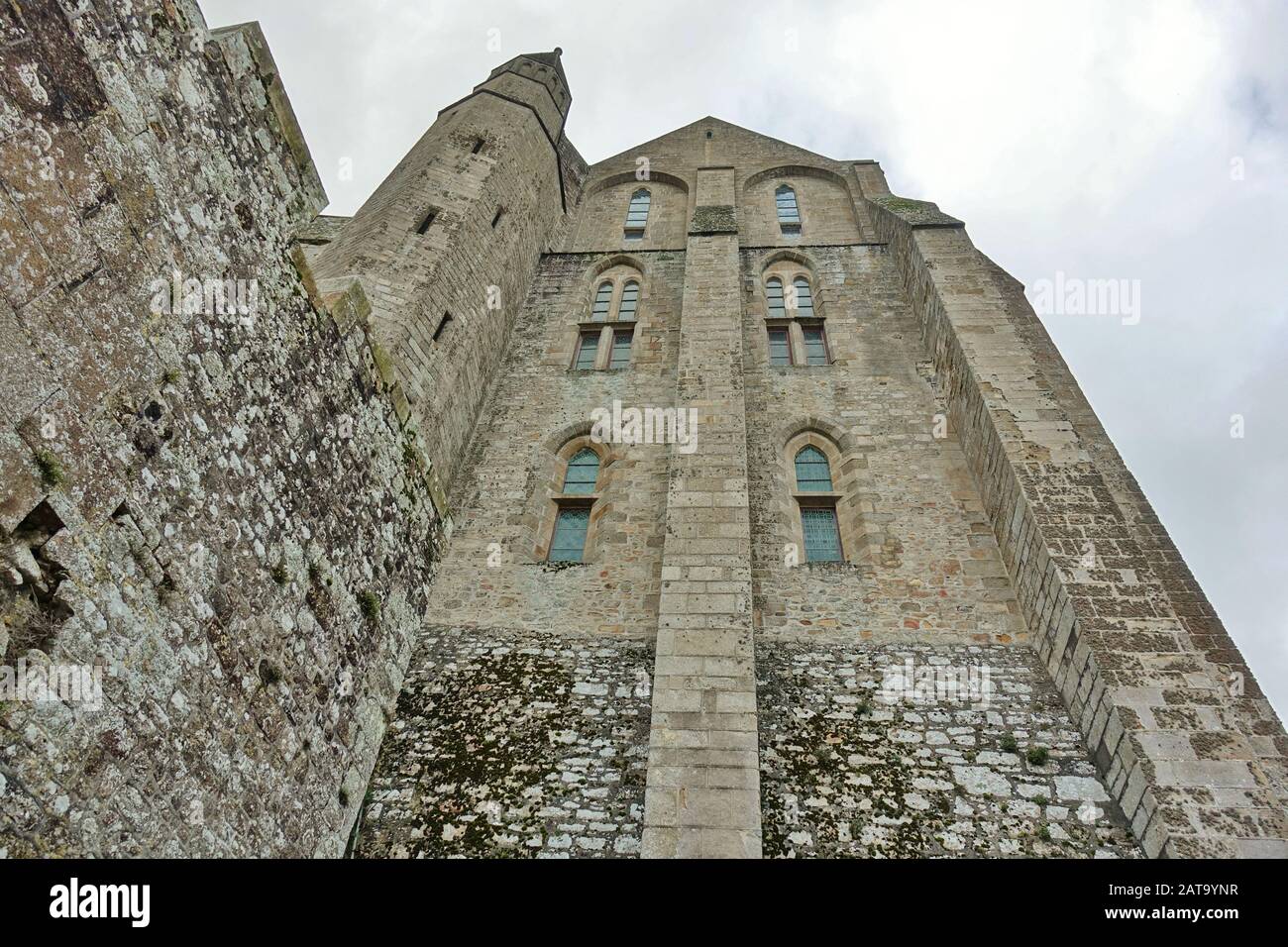 View of the historic Mont Saint Michel, a landmark medieval fortress in ...