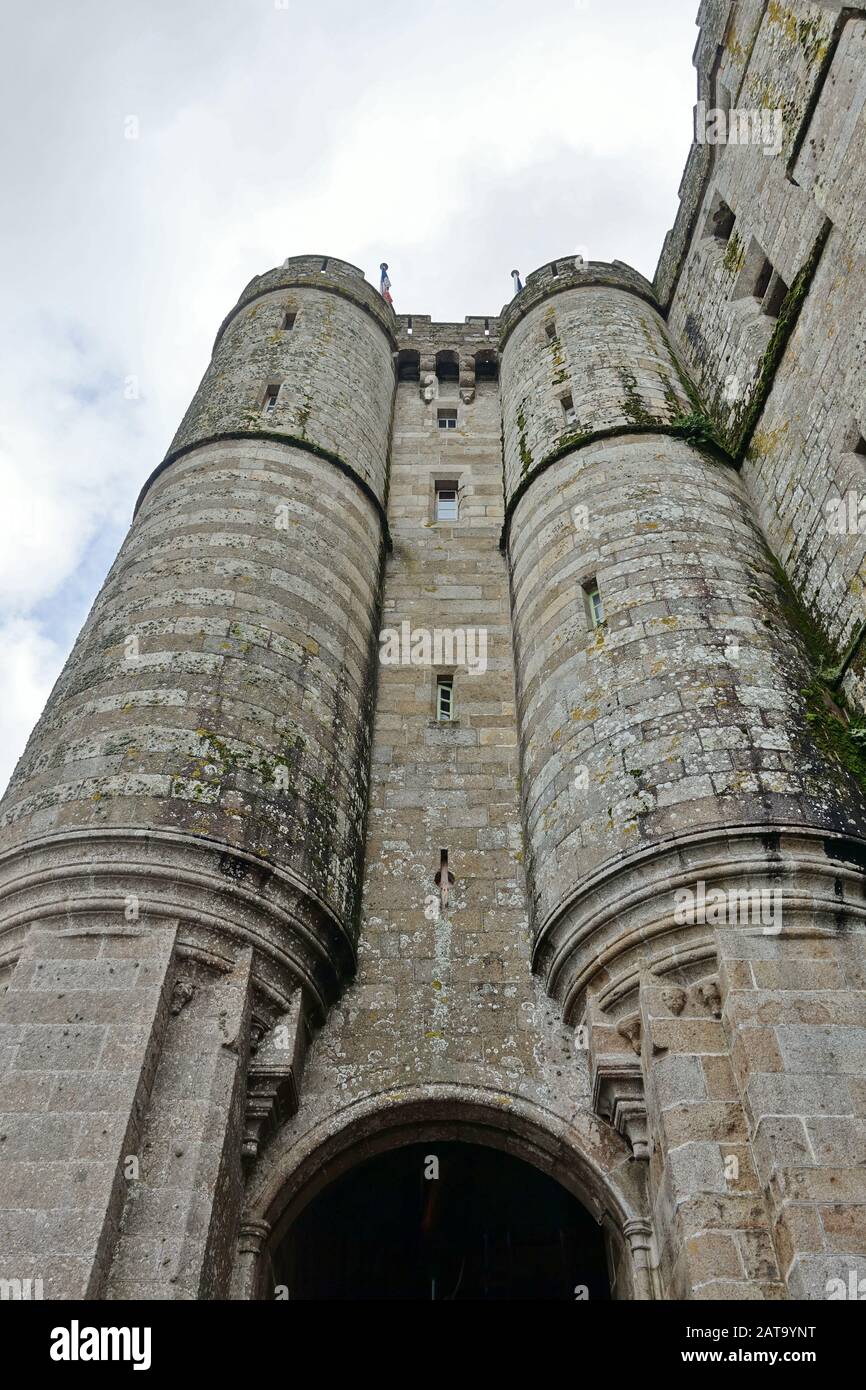 View of the historic Mont Saint Michel, a landmark medieval fortress in ...