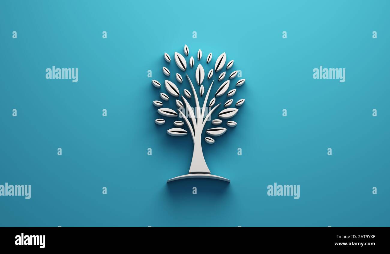 Nice Tree in light blue color background. 3D Render Illustration Stock ...