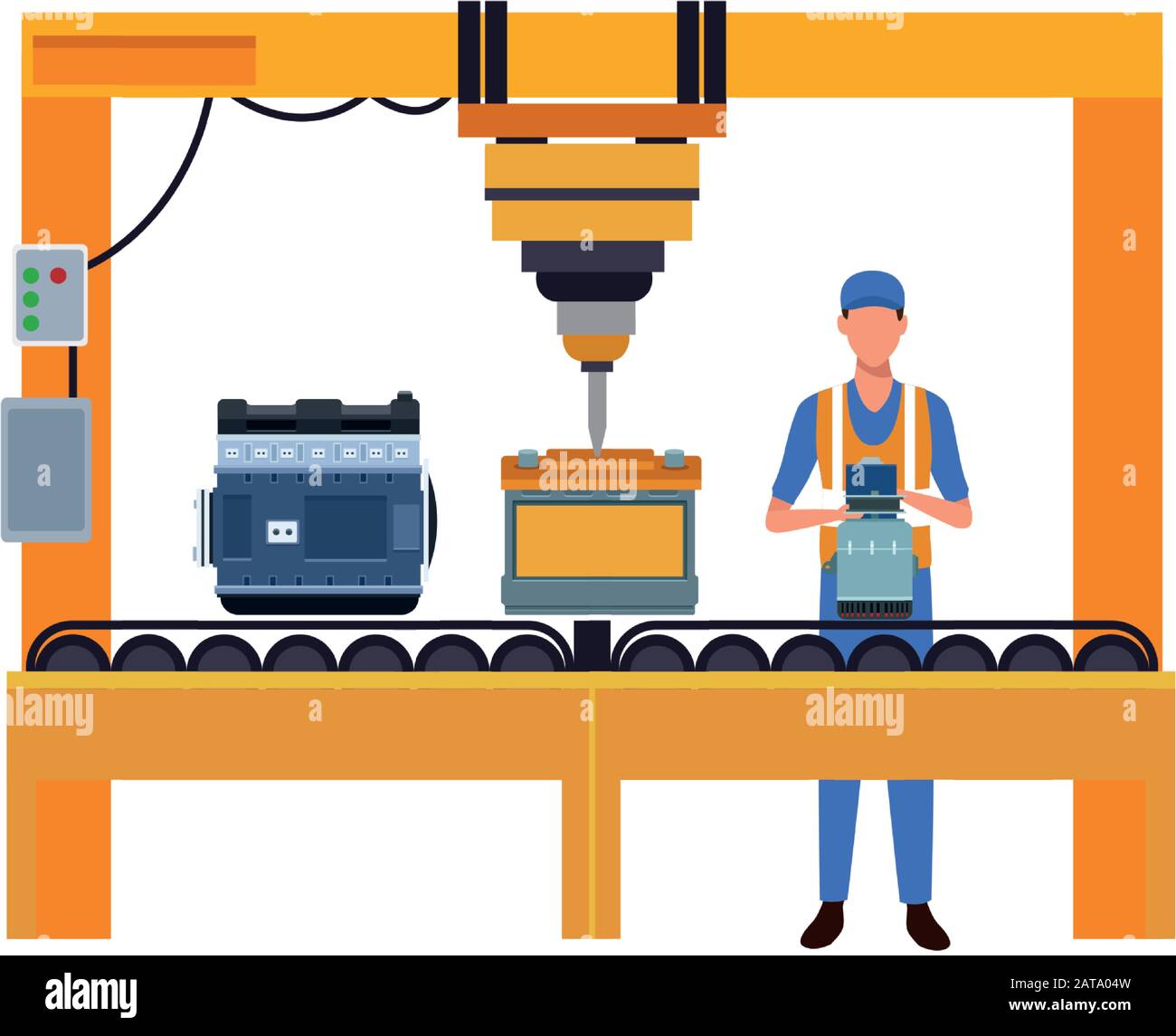 Mechanic working on engine Stock Vector Images - Alamy