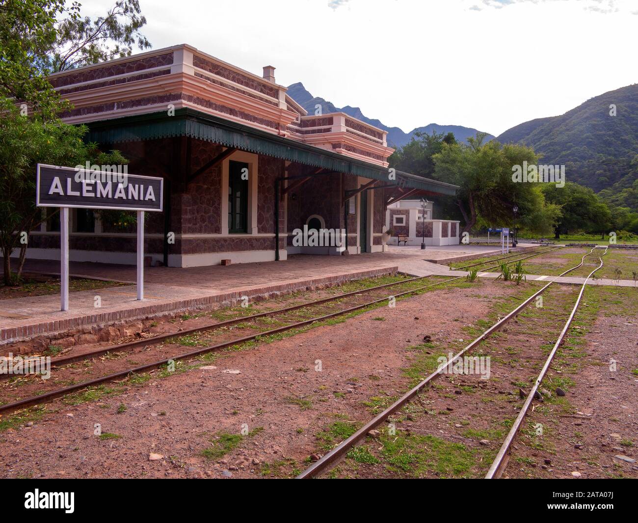 Railway Station at Alemania small town on the Ruta 68 going from Salta ...