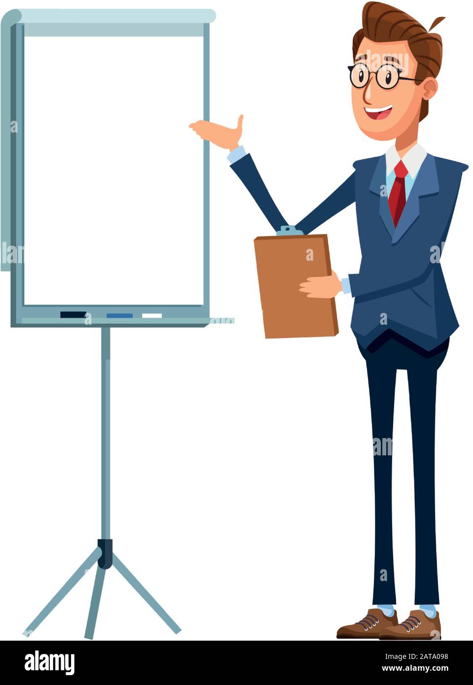 cartoon businessman with presentation board, colorful design Stock ...