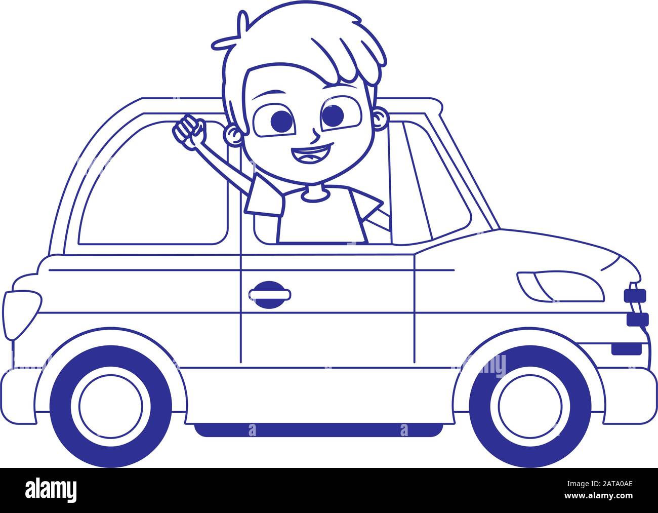 happy boy in a classic car icon, flat design Stock Vector Image & Art ...
