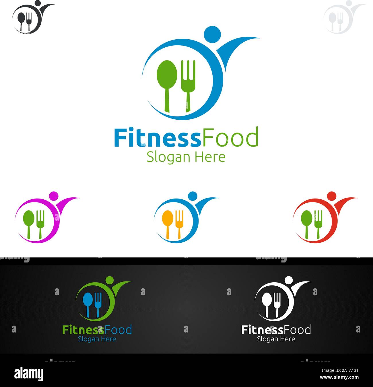 Fitness Food Logo for Menu Restaurant or Cafe Stock Vector Image & Art ...