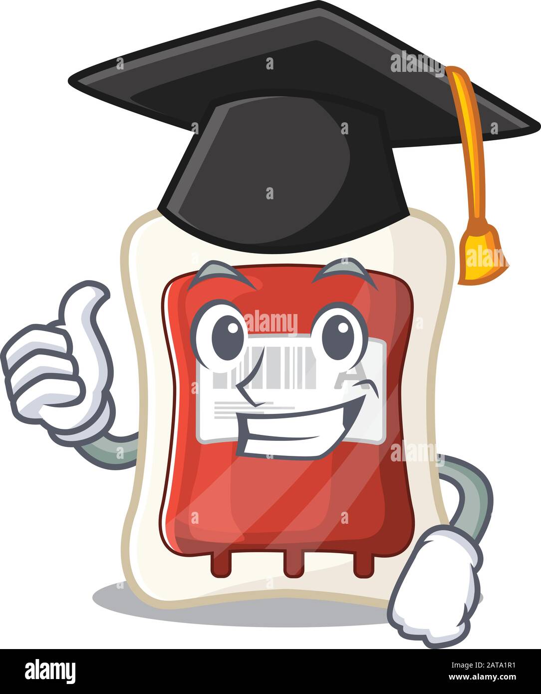 happy and proud of blood bag wearing a black Graduation hat Stock ...