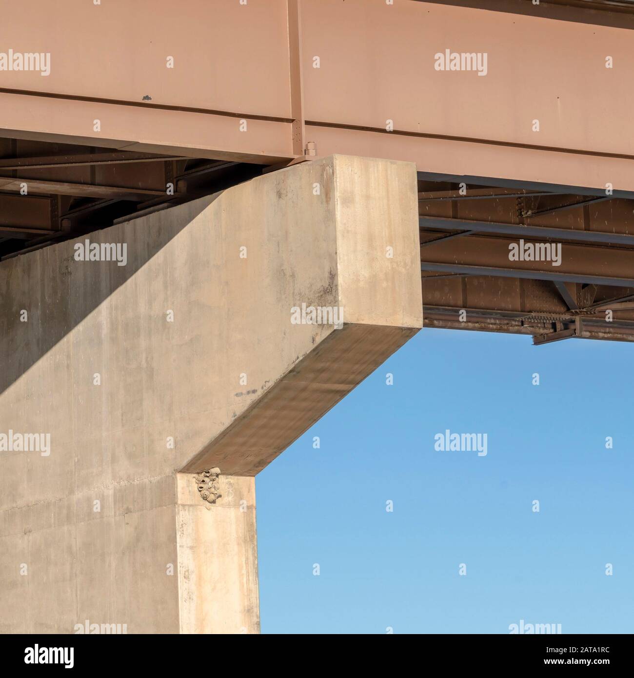Square frame Close up of the abutment supporting the span of a beam ...