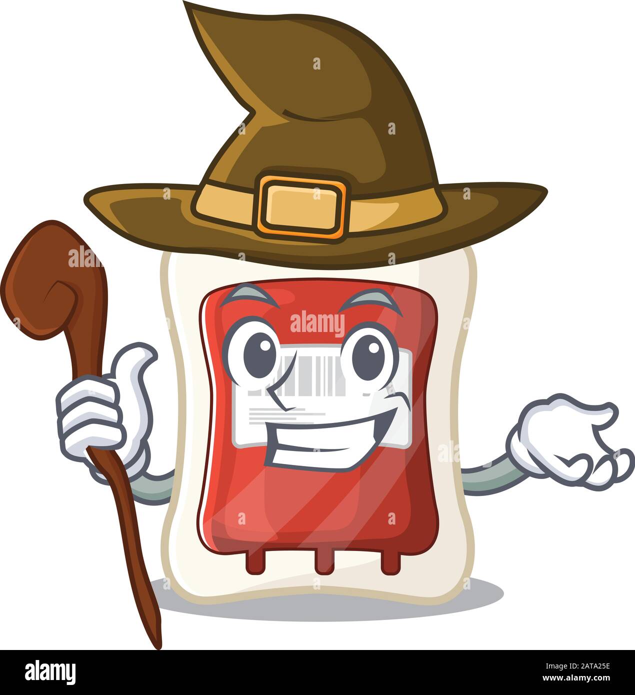 cartoon mascot style of blood bag dressed as a witch Stock Vector Image ...