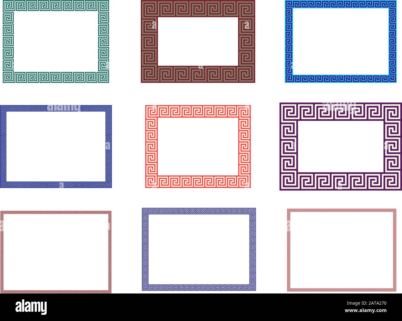 Ancient Greek Decorative Border Frame Meander Pattern - Abstract Vector ...