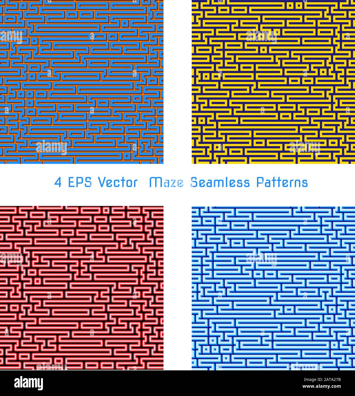 4 Seamless Maze Pattern - Abstract Vector Repeated Motif Stock Vector ...