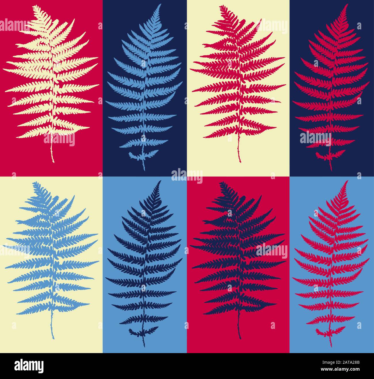 Pop Art Style Herbarium Collage - Vector Collection of Dried Fern ...