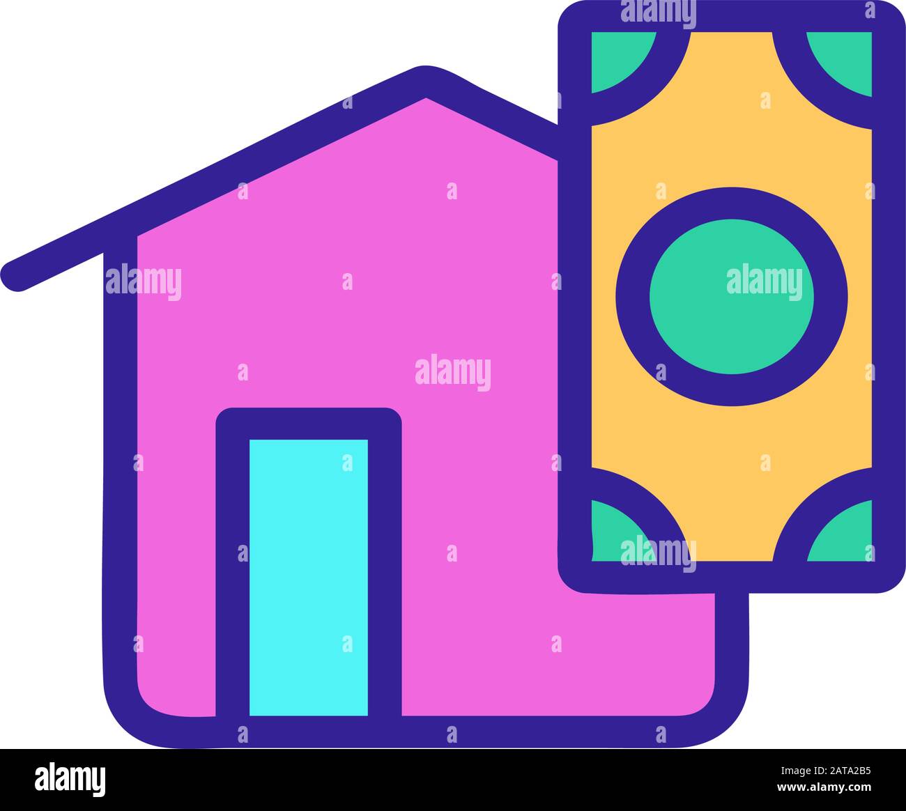 house and dollar icon vector. Isolated contour symbol illustration ...