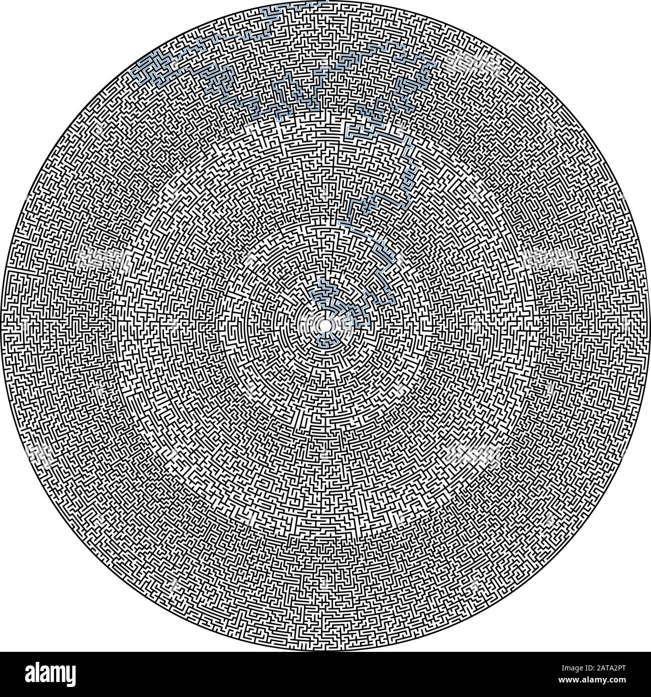 Difficult Vector Black and White Round Maze for Children with Solution ...