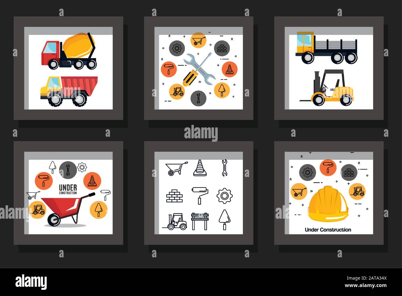 bundle designs of under construction and icons Stock Vector Image & Art ...