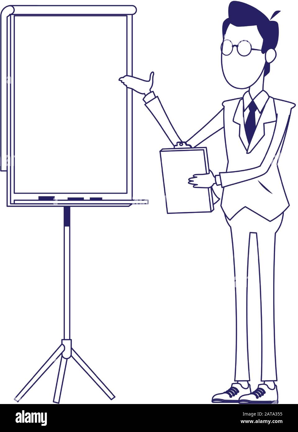 cartoon businessman with presentation board, flat design Stock Vector ...