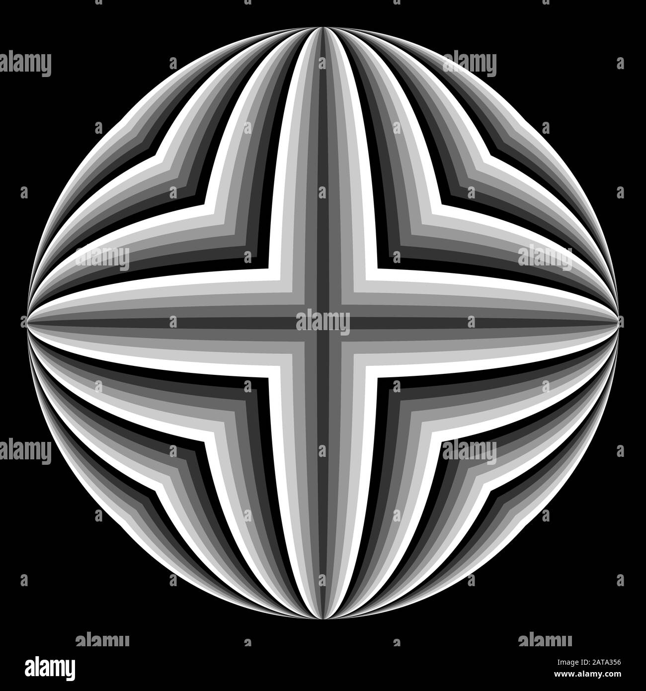 Vector Black and White Spherical Graphic Element - Generative Art Stock ...