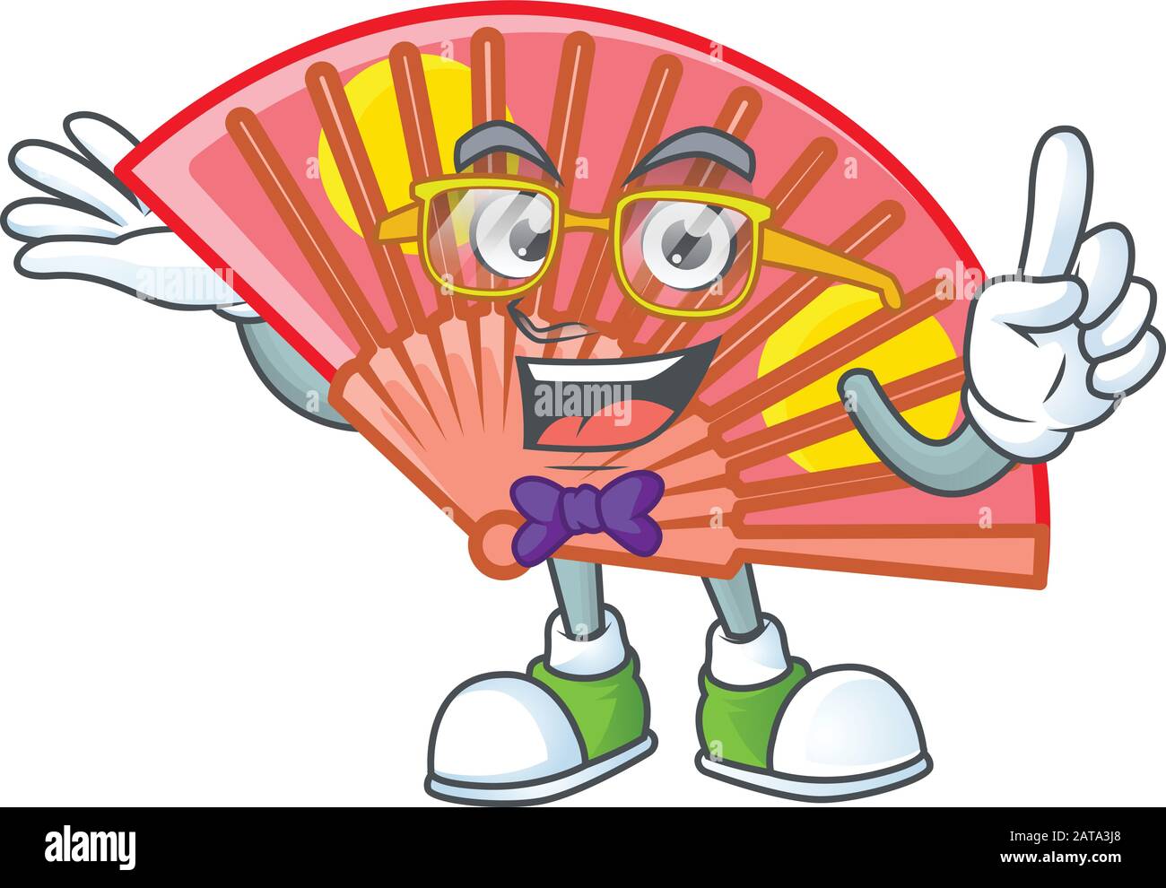 cartoon character of Geek red chinese folding fan design Stock Vector ...