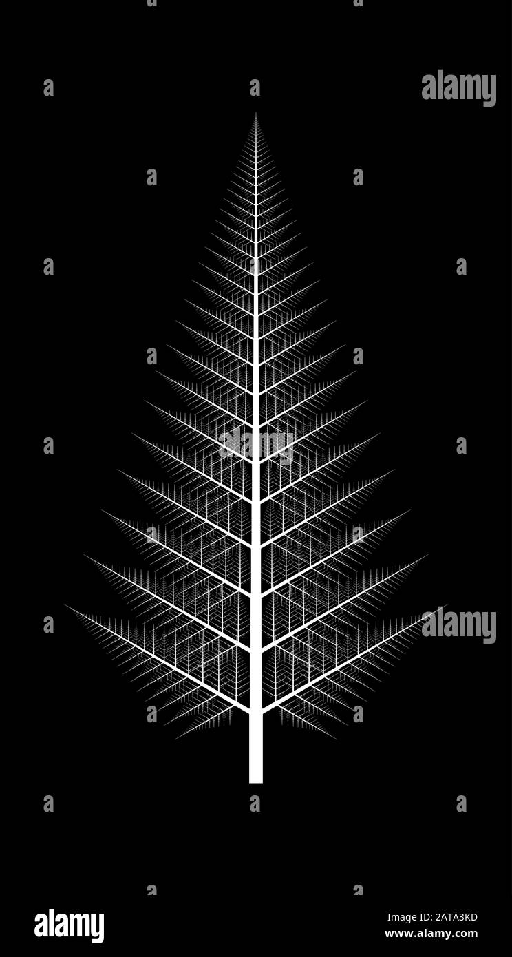 Vector Computer Generated L-system Branching Fearn Barnsley Leaf Fractal - Generative Art Stock ...