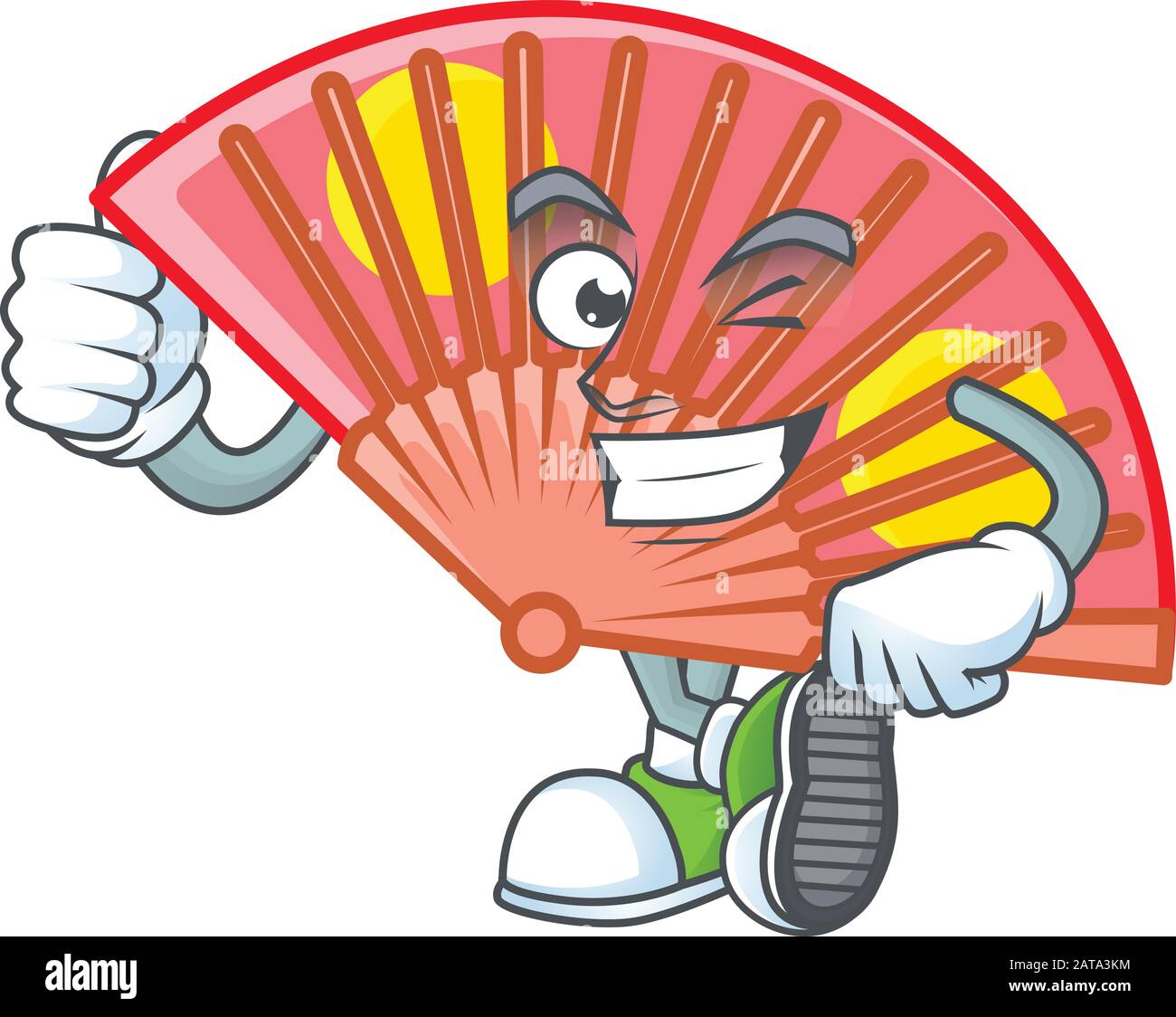 An icon of red chinese folding fan making Thumbs up gesture Stock ...