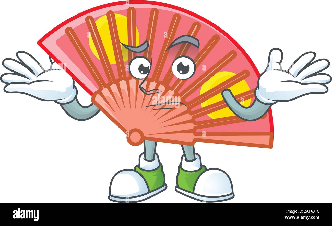Super Funny Grinning red chinese folding fan mascot cartoon style Stock ...