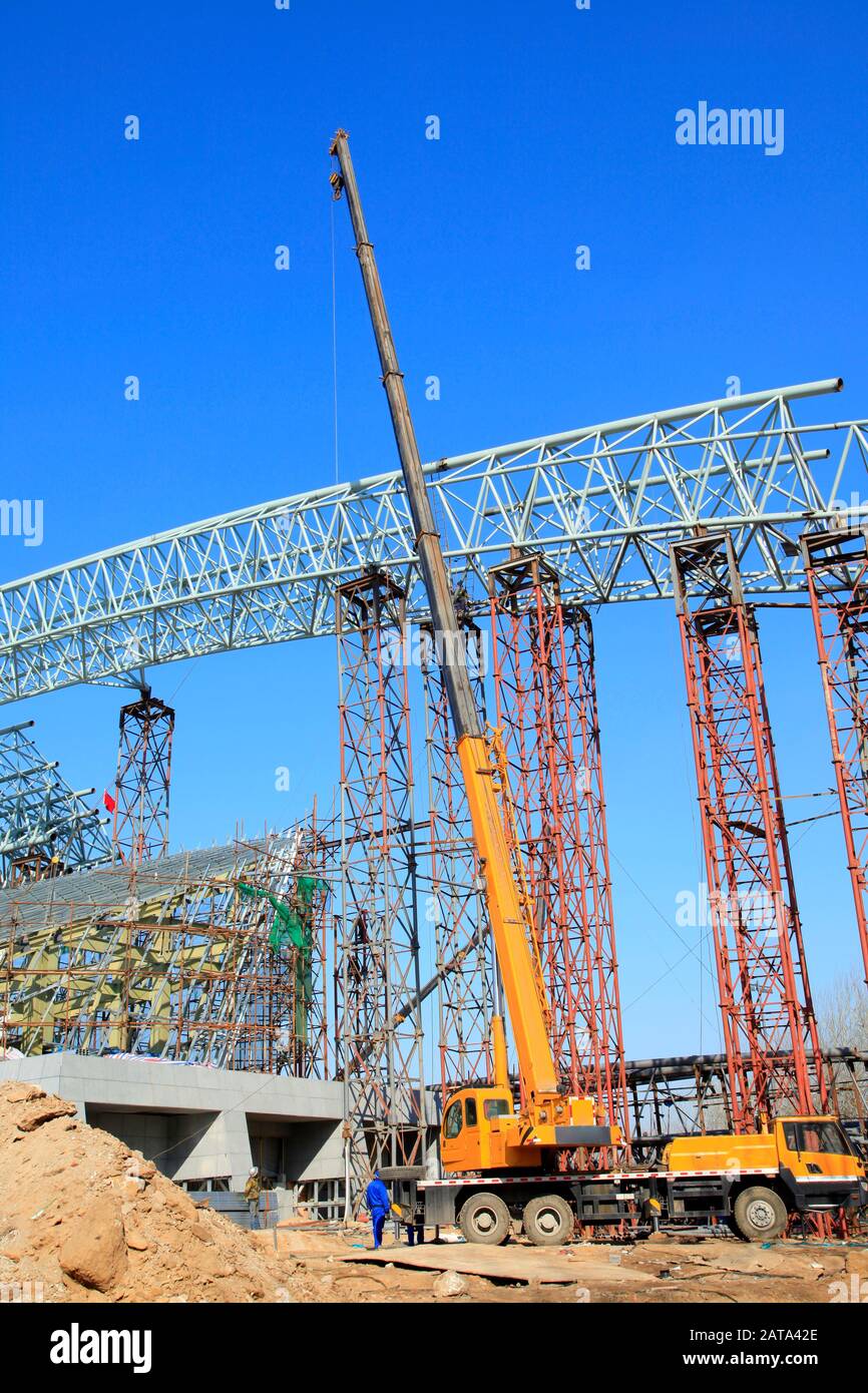 The construction of steel structure Stock Photo - Alamy
