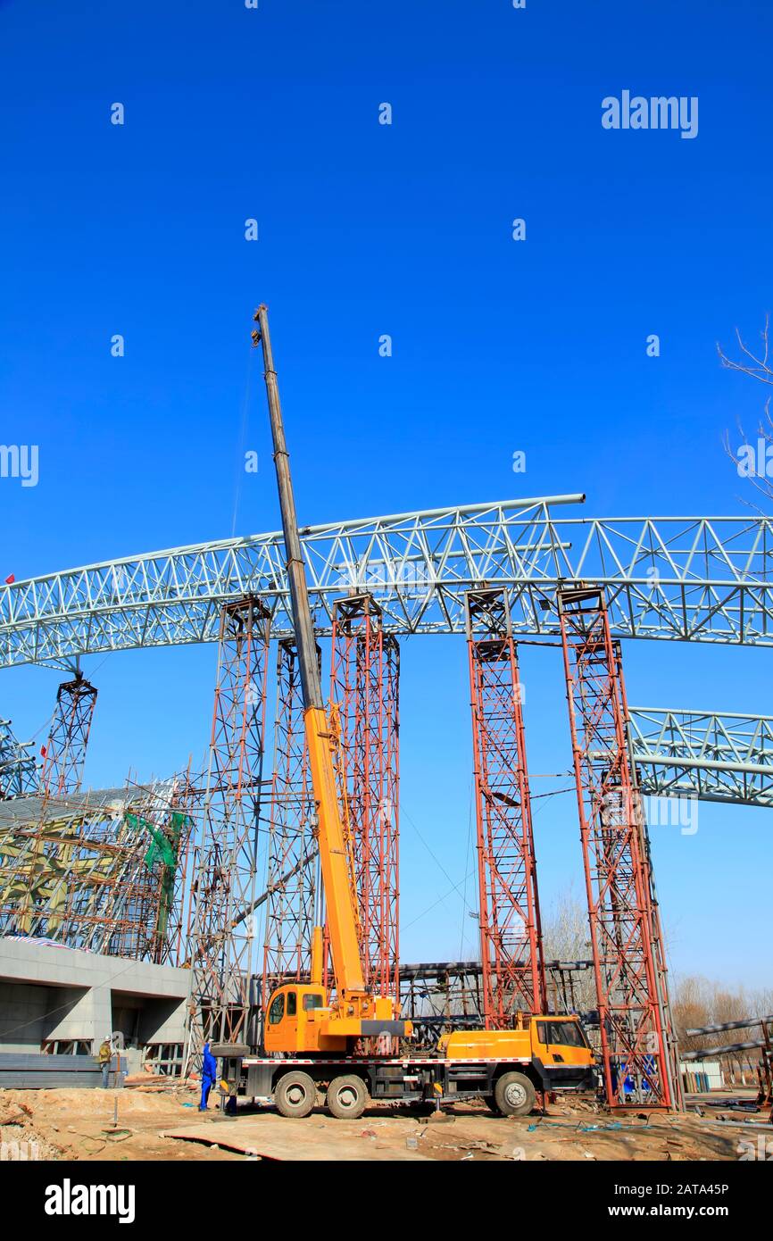 The construction of steel structure Stock Photo - Alamy