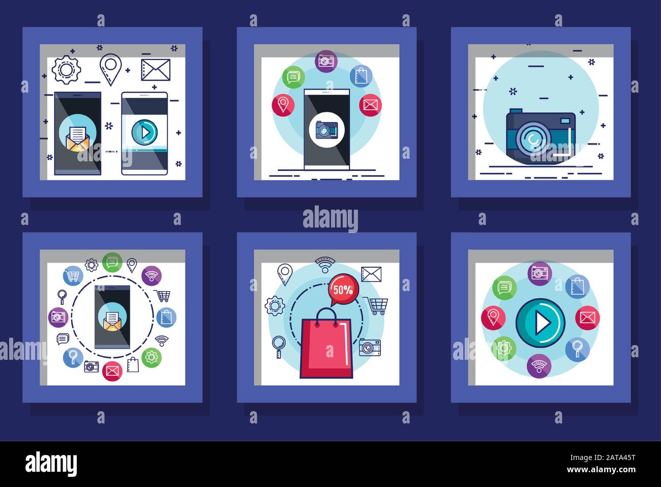 bundle designs of social media marketing and icons Stock Vector Image ...