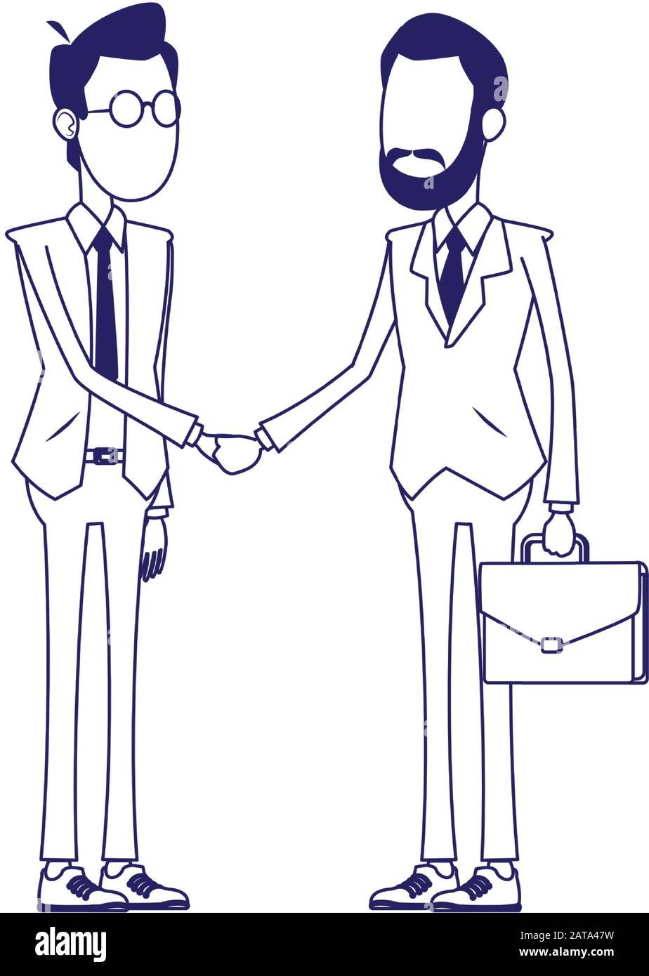 cartoon businessmen shaking hands icon, flat design Stock Vector Image ...