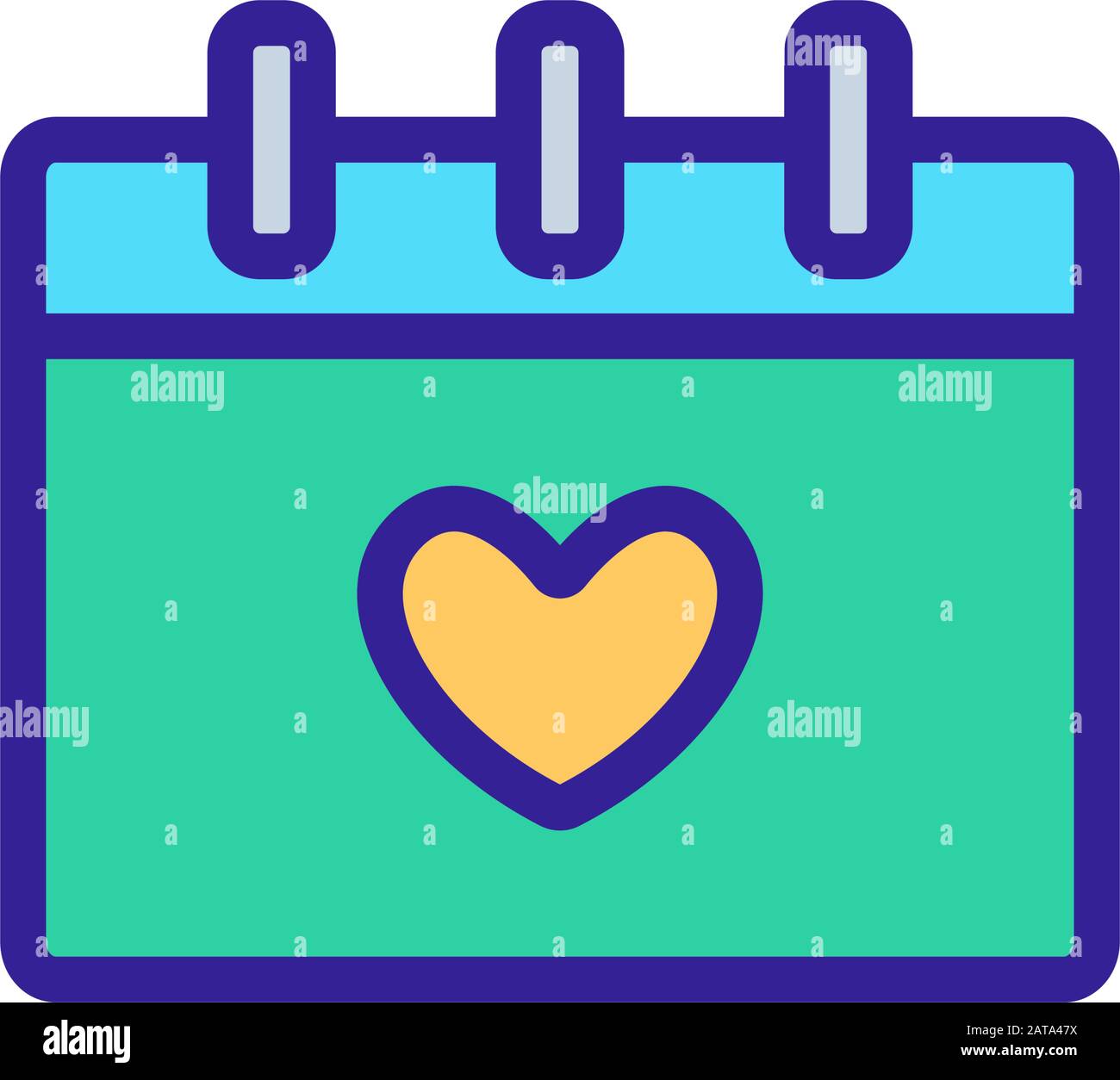 calendar with heart icon vector. Isolated contour symbol illustration ...