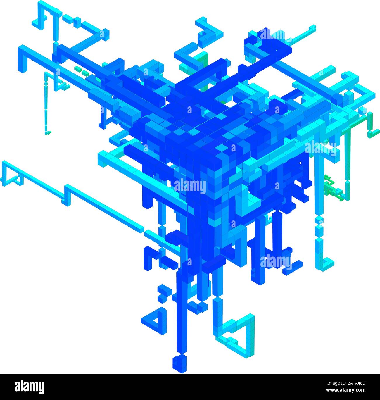 Abstract Construction - 3D Pixel Art Isometric Pattern for Design ...