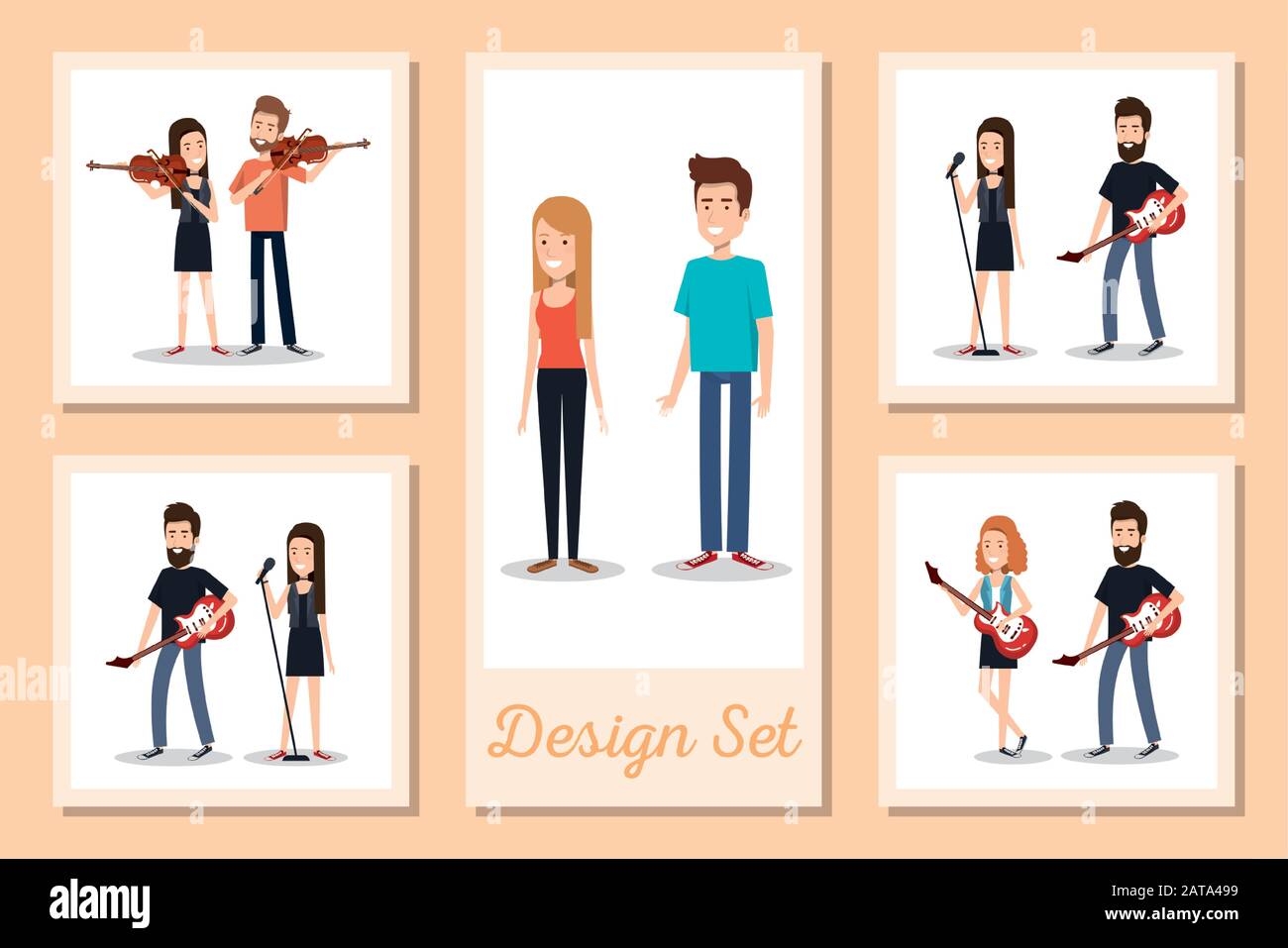 designs set of young people with instruments musical Stock Vector Image ...