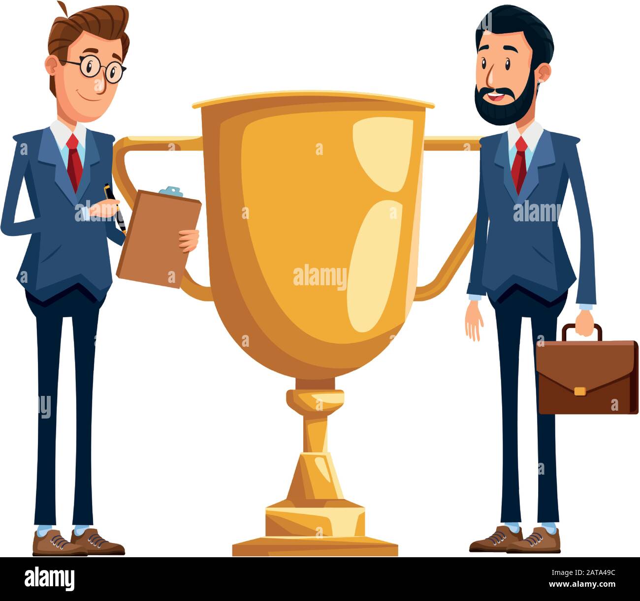 Business men standing trophy Stock Vector Images - Alamy