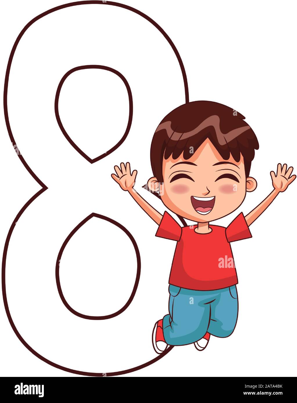number eight with happy boy jumping Stock Vector Image & Art - Alamy
