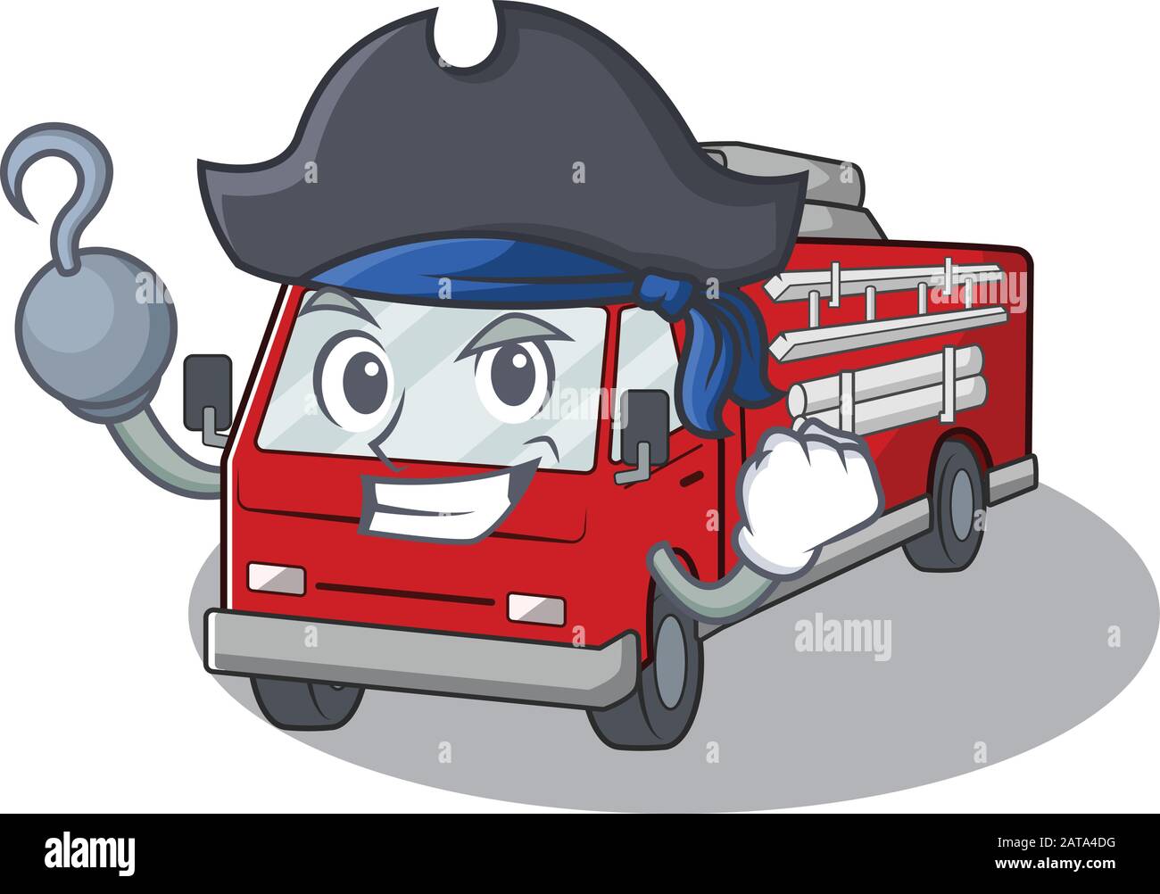 cool and funny fire truck cartoon style wearing hat Stock Vector Image ...