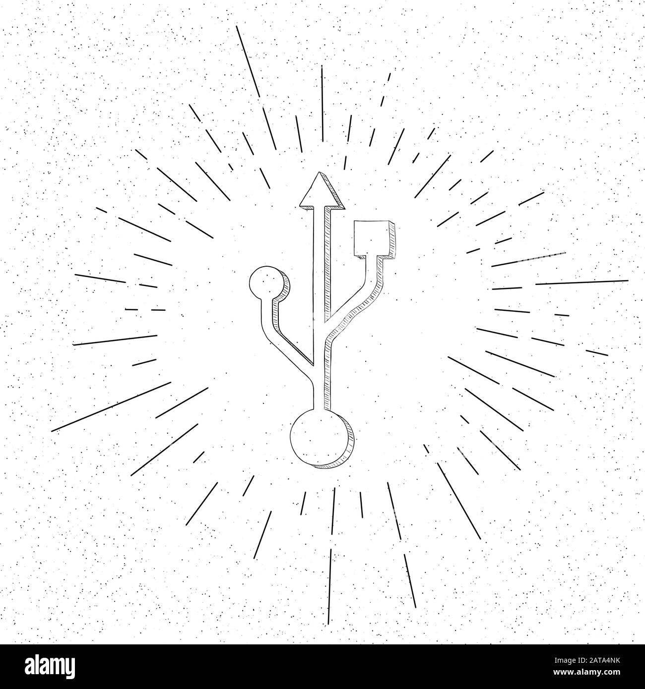 Hand Drawn Symbol of USB - Doodle Vector Hatch Icon Stock Vector Image ...