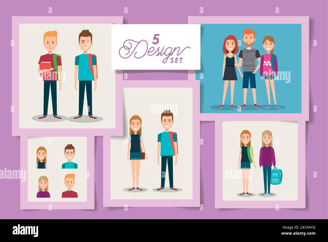 five designs of young students Stock Vector Image & Art - Alamy