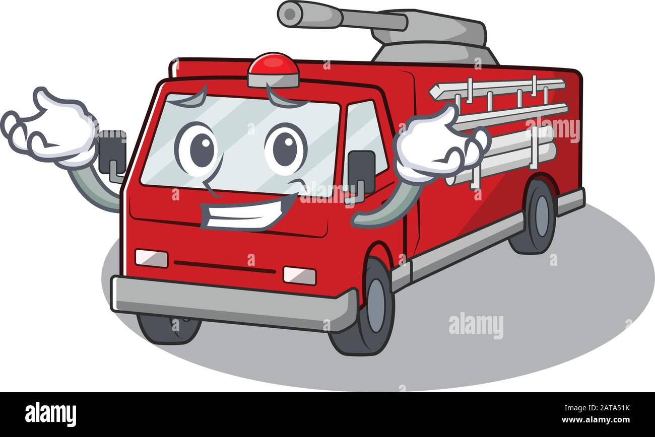 Super Funny Grinning fire truck mascot cartoon style Stock Vector Image ...