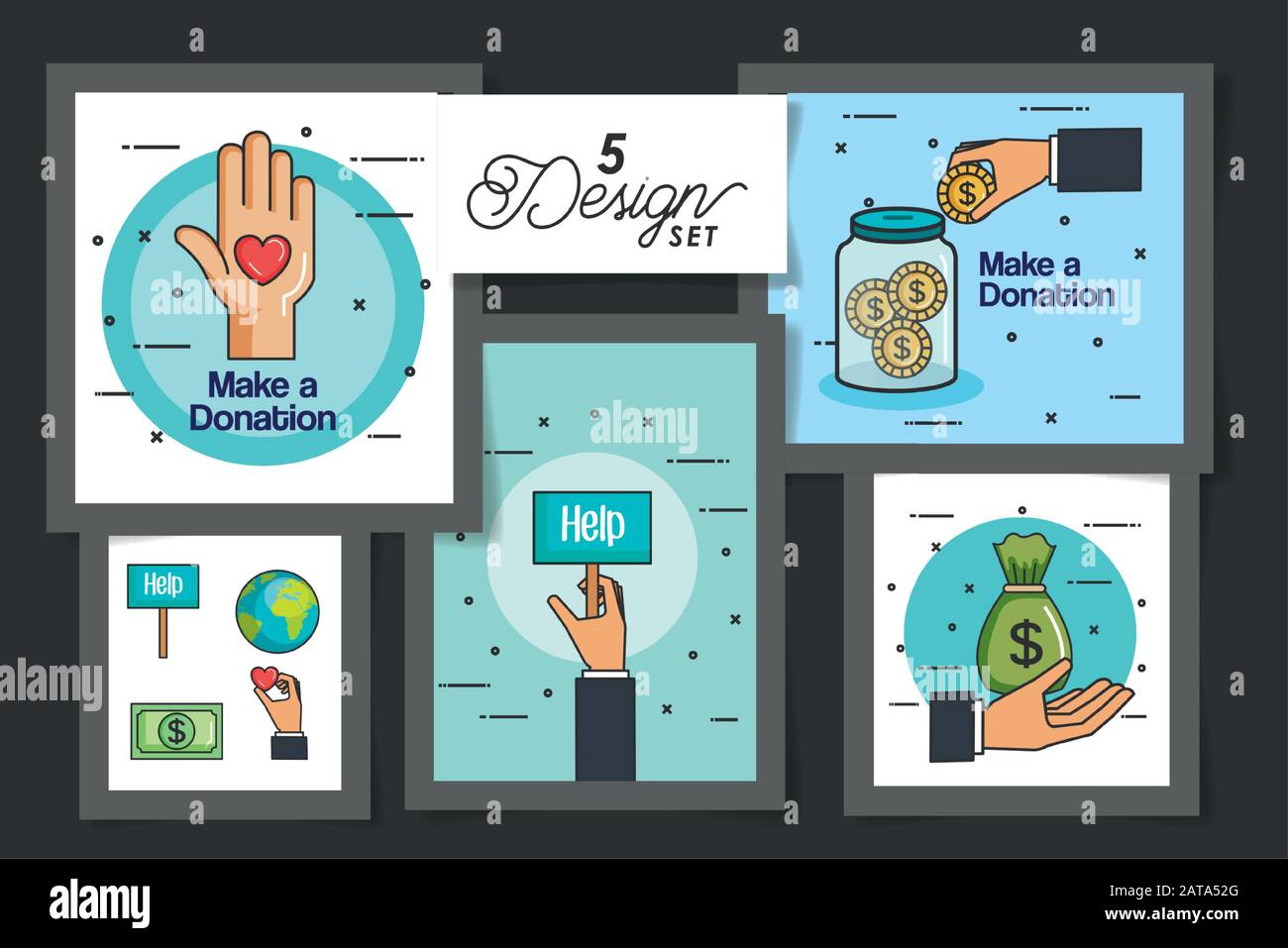 five designs of make a donation with icons Stock Vector Image & Art - Alamy