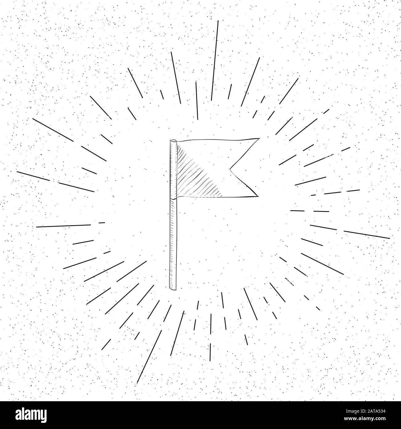 Hand Drawn Symbol of Small Flag on White Background - Doodle Vector ...