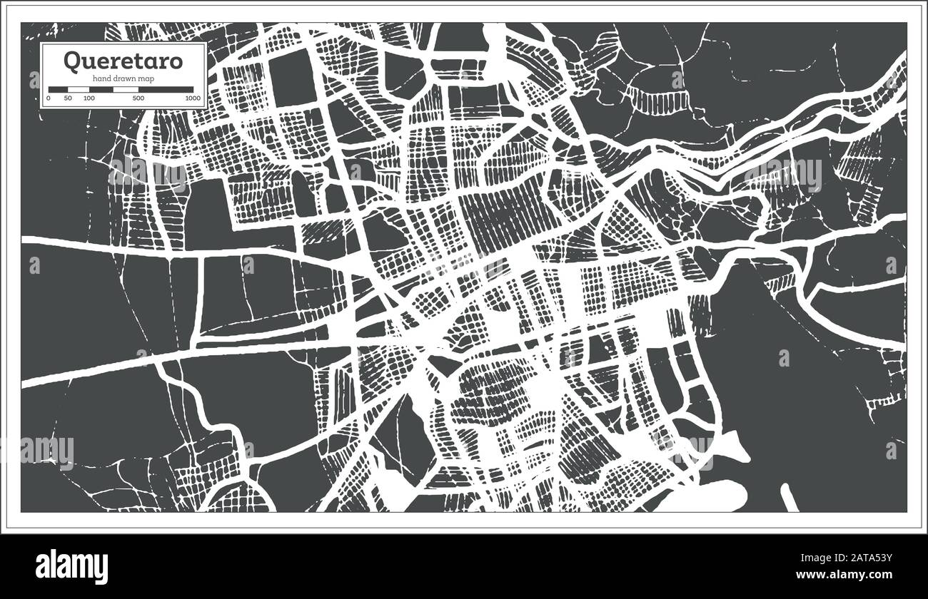 Queretaro Mexico City Map in Retro Style. Outline Map. Vector ...