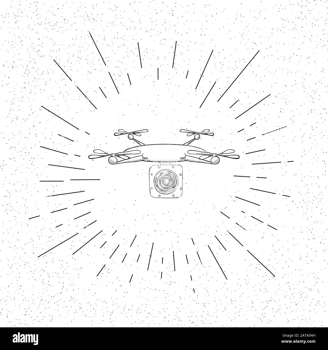 Hand Drawn Symbol of Drone with Digital Camera - Aerial Photography ...