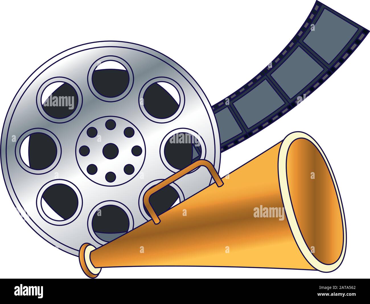 film reel and megaphone icon, colorful design Stock Vector Image & Art ...