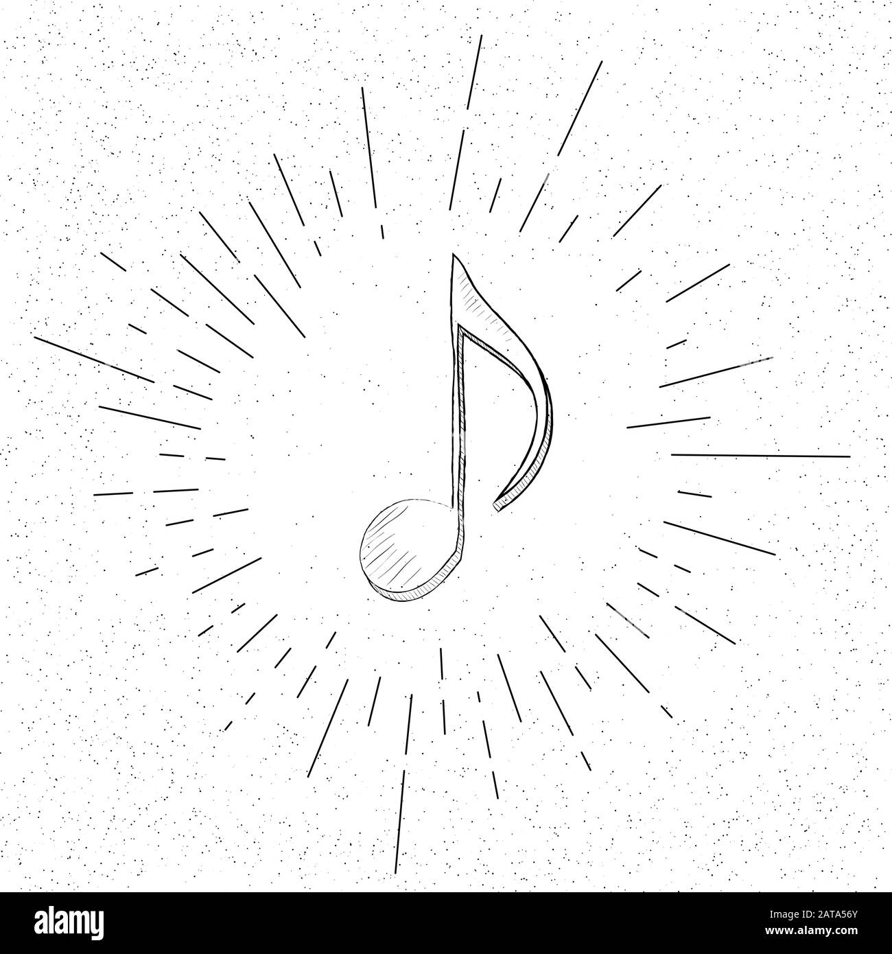 Hand Drawn Symbol of Musical Eighth Note - Doodle Vector Hatch Icon ...