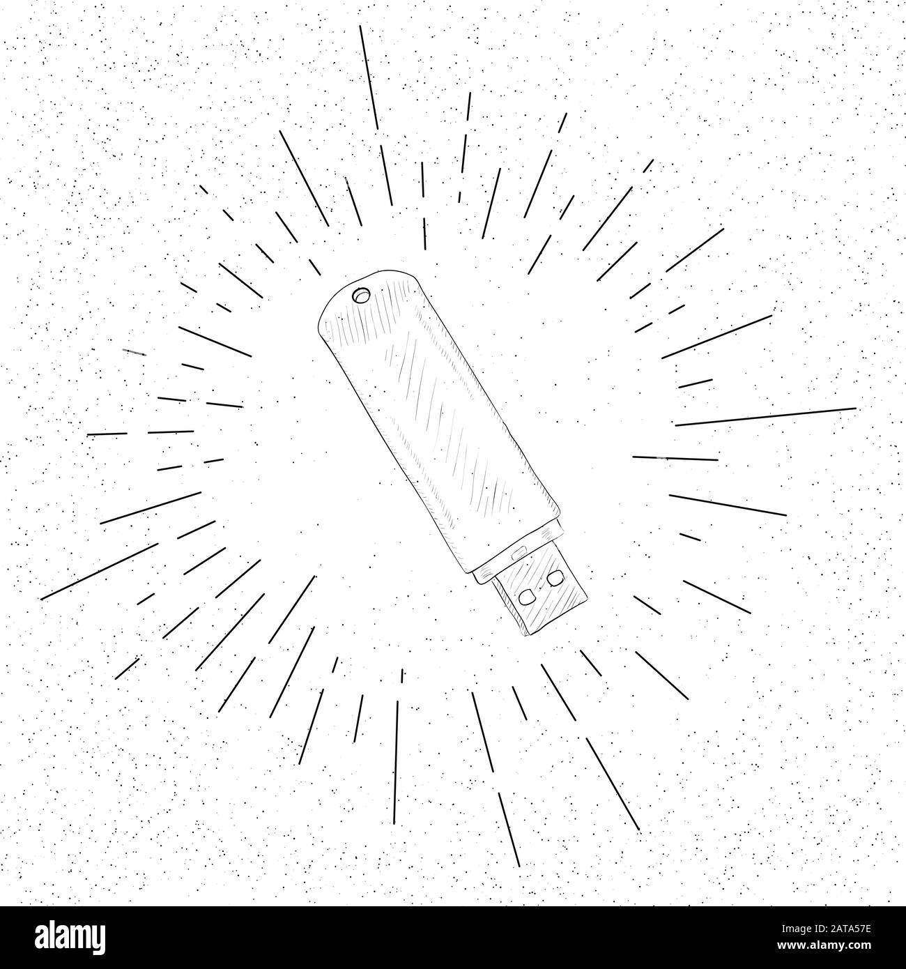 Hand Drawn Symbol of Flash Storage USB Memory Stick Drive - Doodle ...