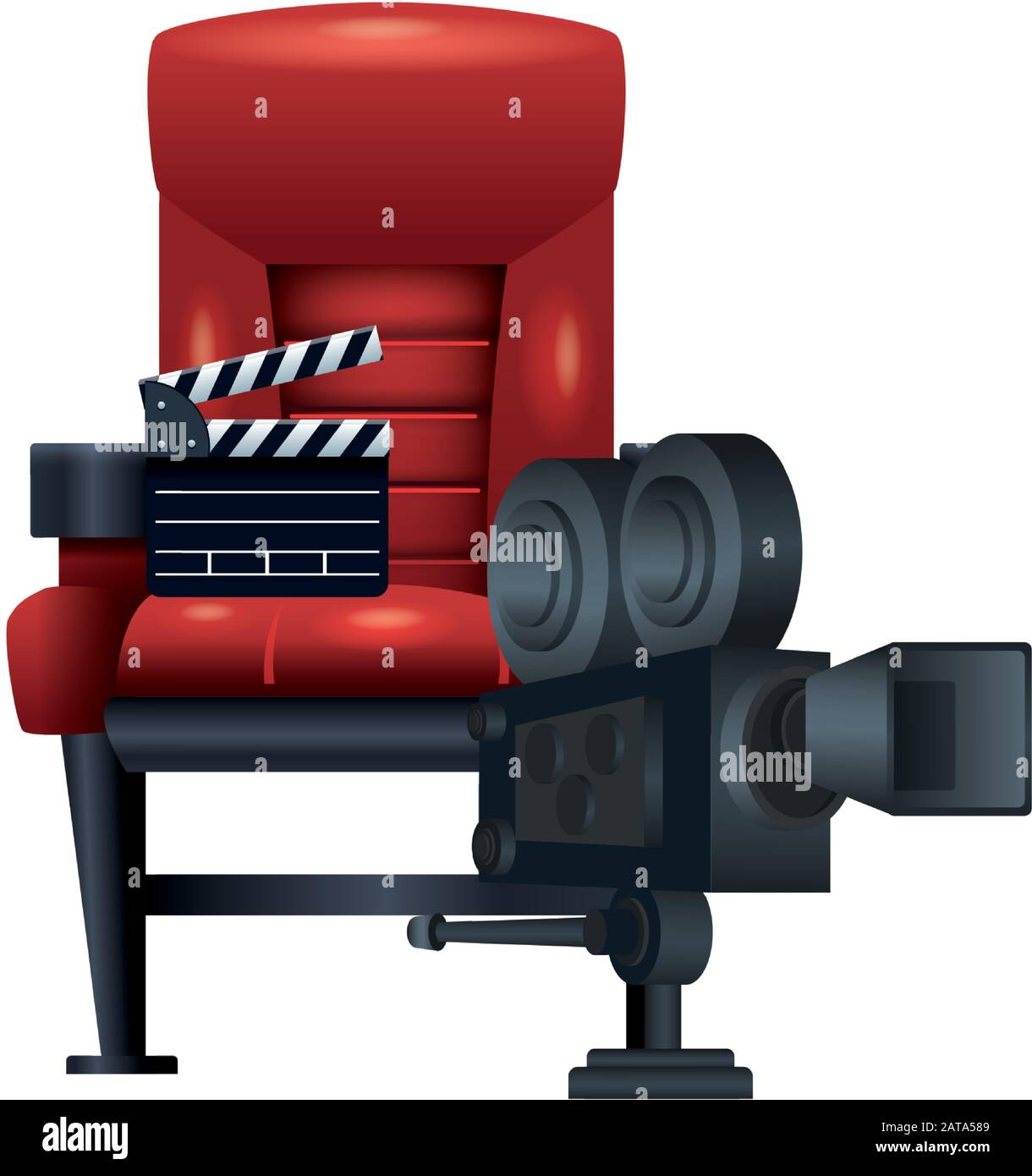 cinema camera, clapboard and theater chair icon Stock Vector Image ...