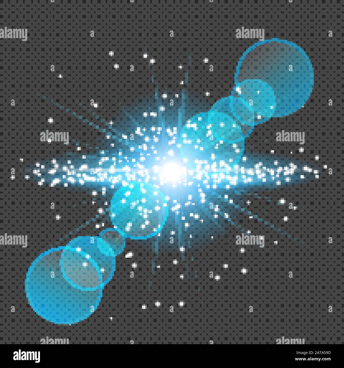 Blue Shine Flare Flash with Star Dust and Bokeh on Transparent ...