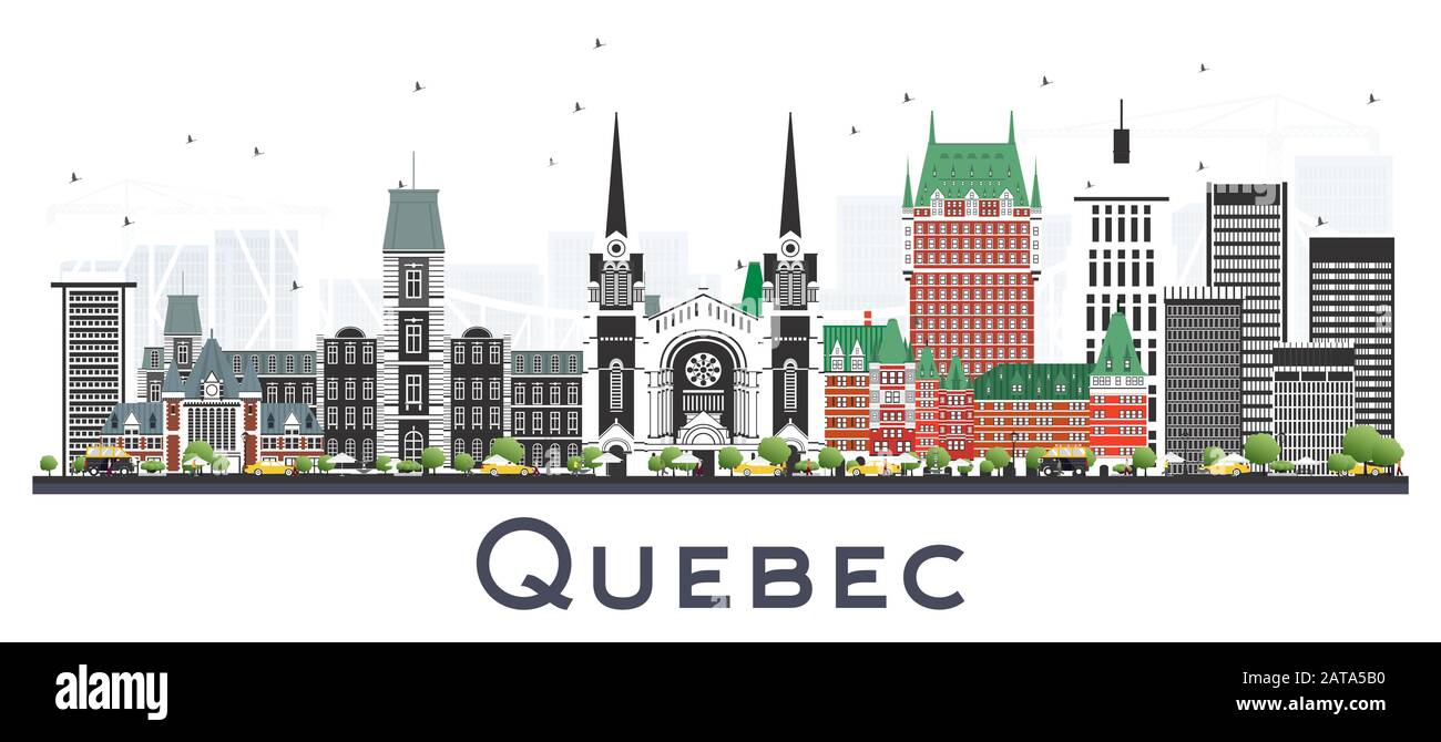 Quebec Canada City Skyline with Gray Buildings Isolated on White ...