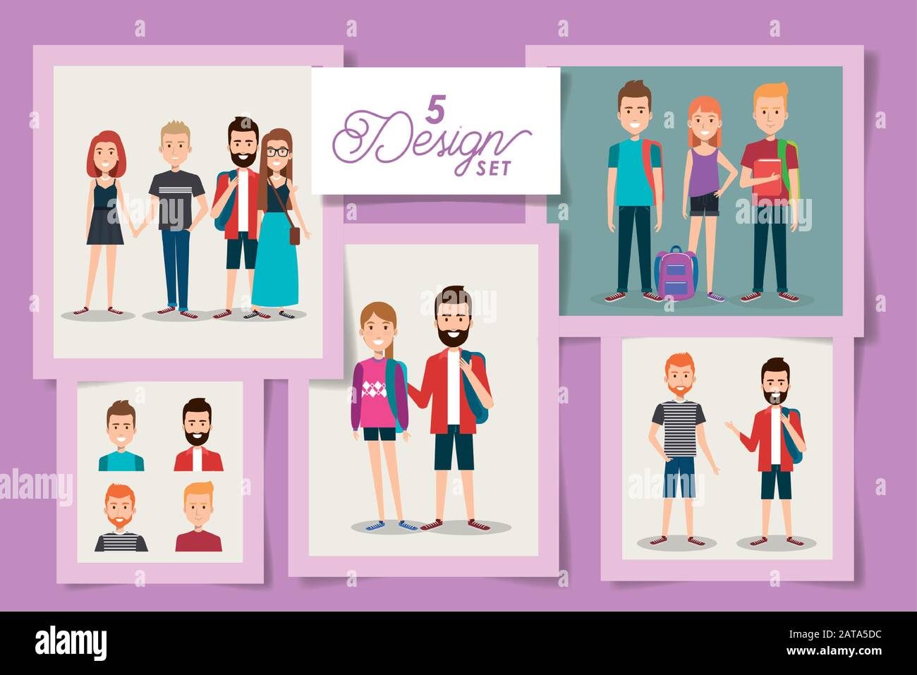 five designs of young students Stock Vector Image & Art - Alamy